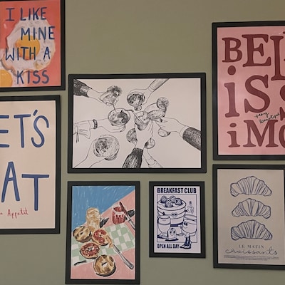 Let's Eat Print, Kitchen Wall Art, Abstract Print, Bon Appetit Print ...