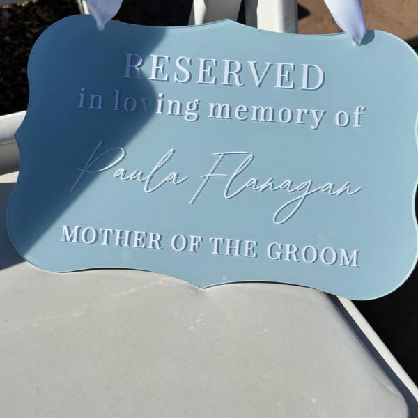 Reserved in Loving Memory Wedding Sign, Reserved Seat Sign, This Seat ...