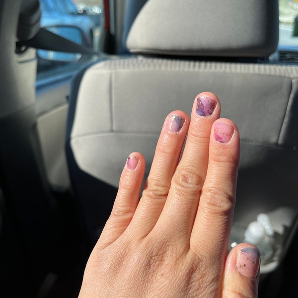 Midnight Marble Nail Wraps With Gold Flake Accents • Blue Watercolor ...