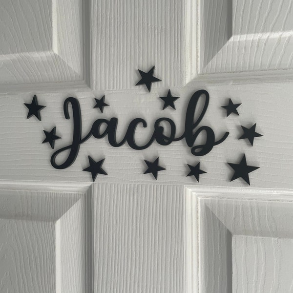 Coloured Acrylic Door Name Sign With Stars or Hearts - Nursery or ...