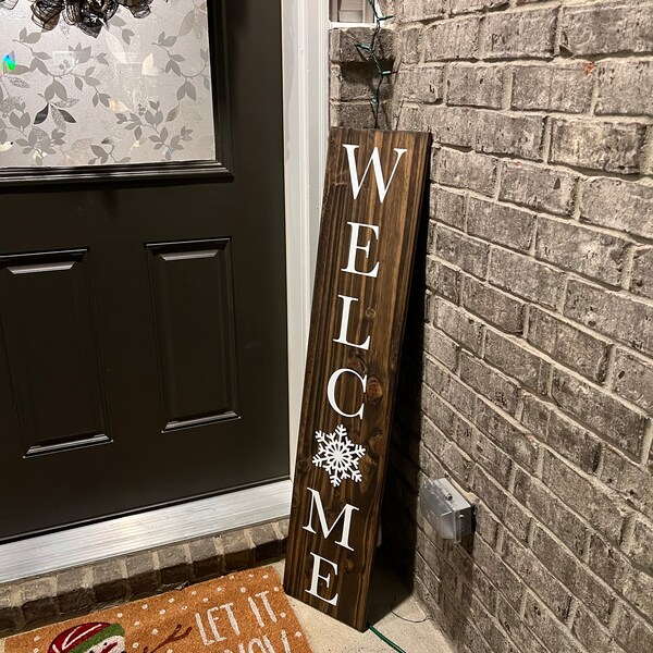 Christmas Welcome Sign - Winter Porch Decor - Let It Snow Sign ...