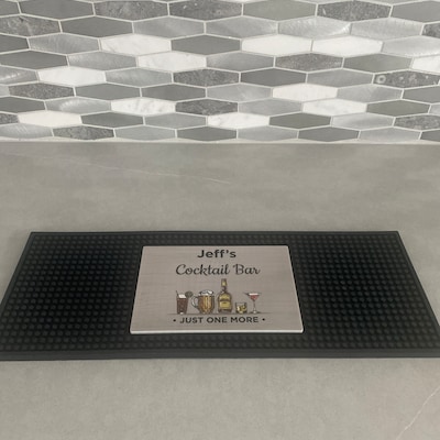 Personalized Cocktail Bar With Drinks Bar Mat, Customized Bar Mat, Home ...