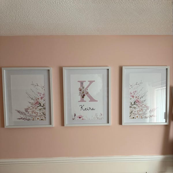 Tween Girls Bedroom Prints, Set of 3, Blue Butterfly Wall Art, Tween ...