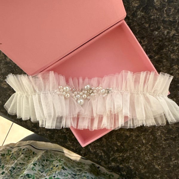 Fantasy off White Wedding Garter With Sparkling Dangles, Luxury ...