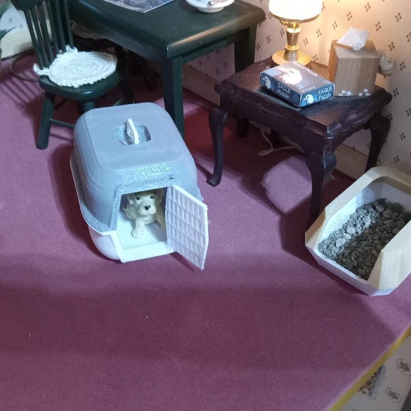 Dollhouse Miniature 1:12th Scale Cat Animal Pet Litter Tray and a ...