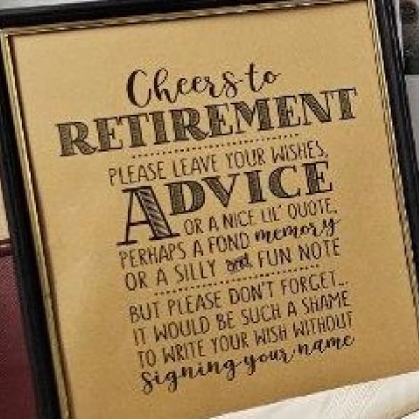 Cheers to Retirement Party Sign, Leave Your Wishes, Advice, Memory, Etc ...