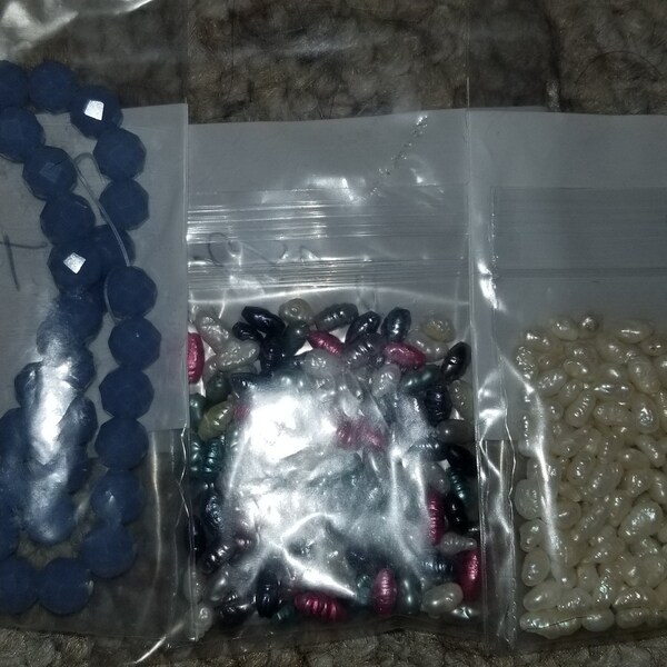 100 Vintage Genuine Freshwater Biwa Natural Pearl Rice Baroque Beads - DIY Jewelry Making D190 ...