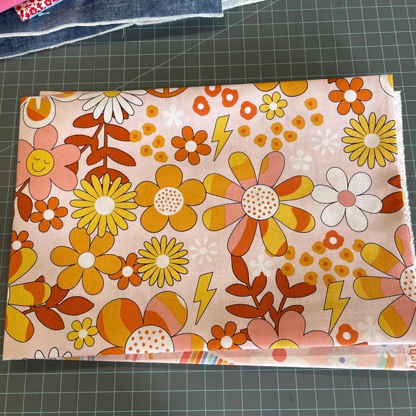 Happy Hippie. Cotton Fabric by Brother Sister. Hippie Flowers, Symbols ...