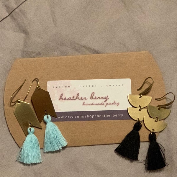 Long Black Tassel Earrings With Gold Colored Brass | Earrings for ...