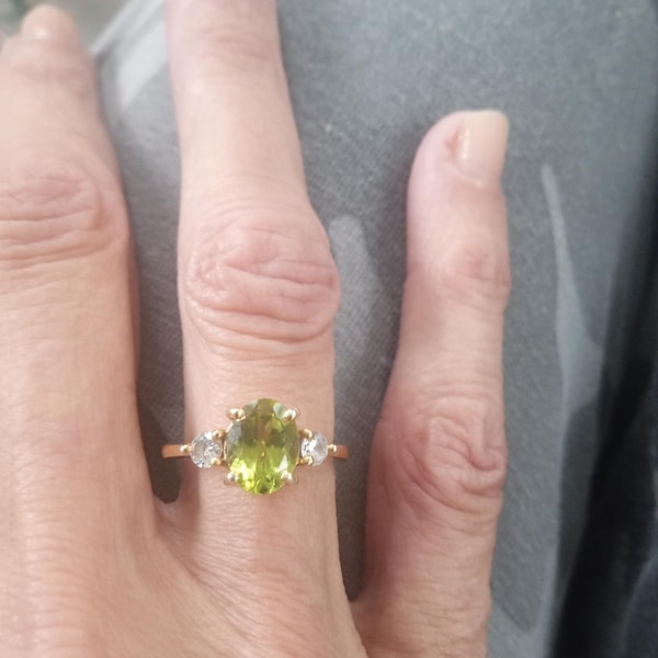 Natural Green Peridot Ring 925 Sterling Silver Dainty Peridot ...