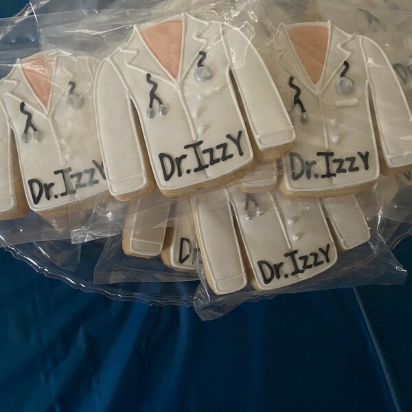 24 White Doctors Lab Coat Personalized Decorated Cookies, Medical ...