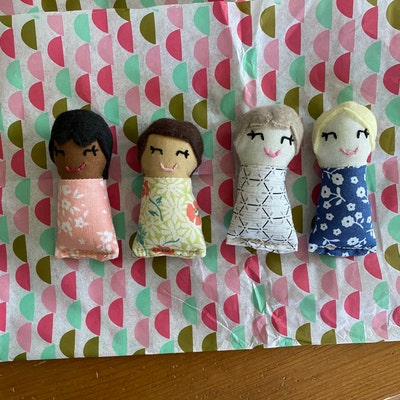 Set of 4 Miniature Rag Dolls Tiny Dolls, Miniature Dolls, Dollhouse ...