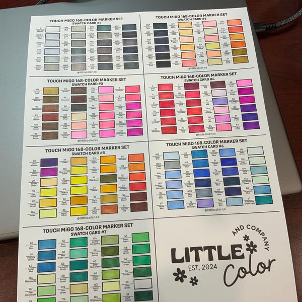 168-color Marker Set by Touch Migo Swatch Card Printable | Alcohol ...