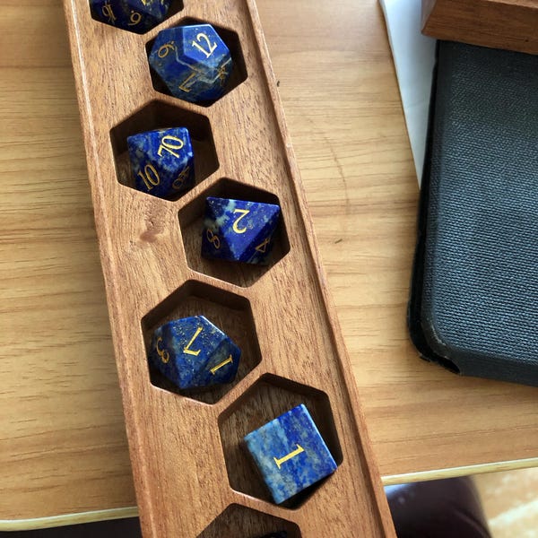 Full Set Natural Lapis Lazuli Dnd Dice Set |gemstone Dice Set| Dungeons ...