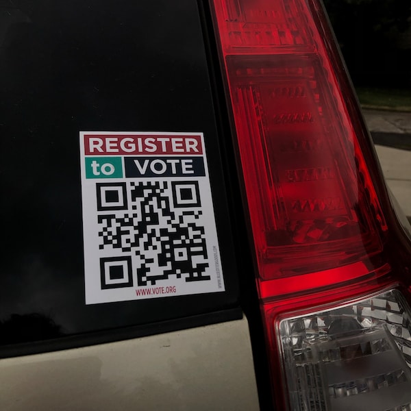 Register to Vote QR Code 3x4 Removable Bumper Sticker FREE Shipping ...