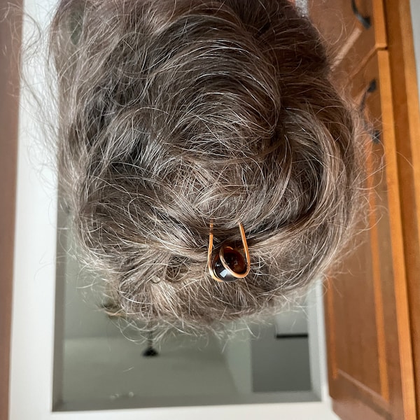 Deep Amber Hair Fork in Bronze With Glass Sphere- Your Choice of Length ...