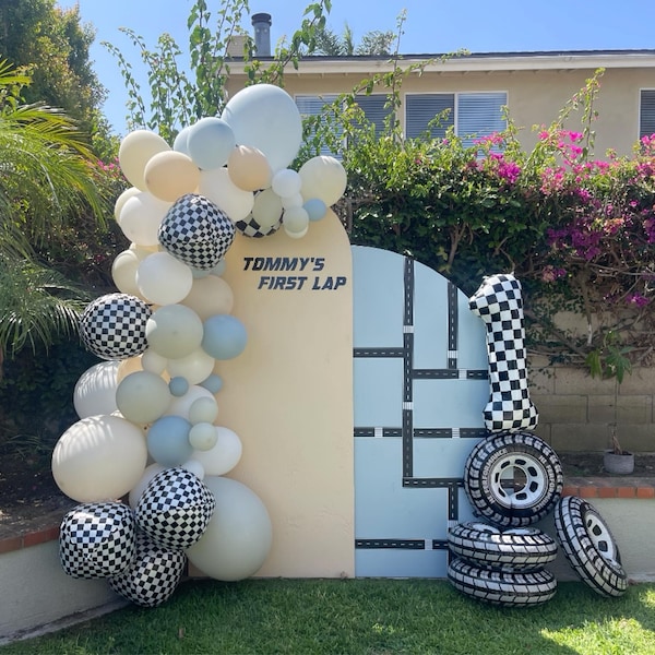 Checkered Number One Balloon - 1st Lap Around the Track Theme Birthday ...