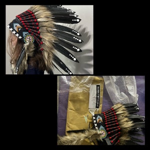 Custom Order Real Feather Chief Indian Headdress Replica, Native ...