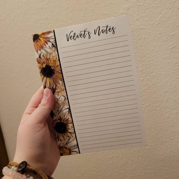 Sunflower Notepads , Notes, Personalized Stationary, Custom Writing Pad ...