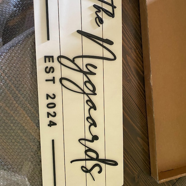 Personalized Christmas Sign With Last Name Laser Cut Shiplap Lines - Etsy