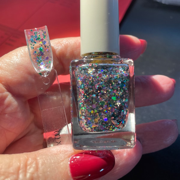 Silver Glitter Metallic Flake Vegan Nail Polish Topper Silver Lining - Etsy