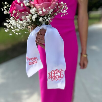 SATIN Monogram Nosegay Ribbon Prom/homecoming/hoco/school Dance - Etsy