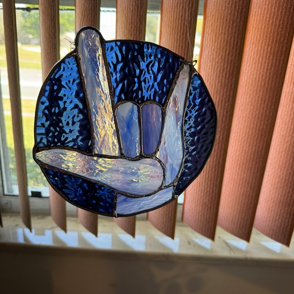 ILY Hand Stained Glass Pattern Digital Download Suncatcher I Love You ...