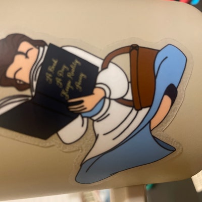 Bookish Belle Sticker/ Beauty and the Beast, Waterproof, CLEAR or WHITE ...