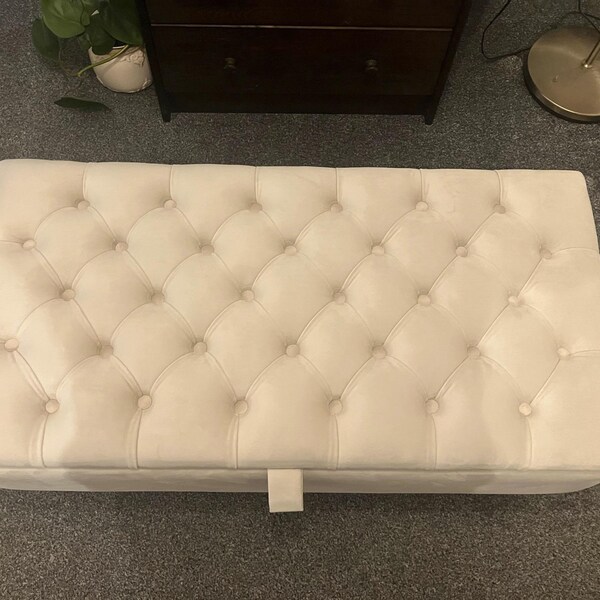 Handmade Chesterfield High End Upholstered Footstool Footrest Ottoman ...