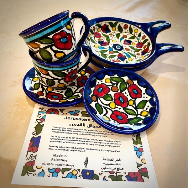 Palestine Kuffiyeh Pottery Coffee Cups Set of 6 Ceramic Handmade in ...