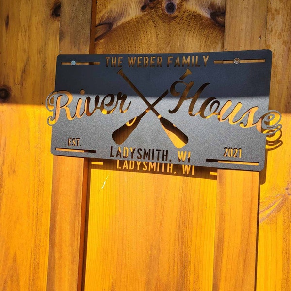 Metal River House Sign, River House Sign, River House Decor, Lake House ...