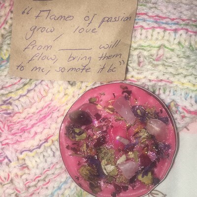 Powerful Love Ritual Spell Large Tealight With Scroll Herbal Rose ...