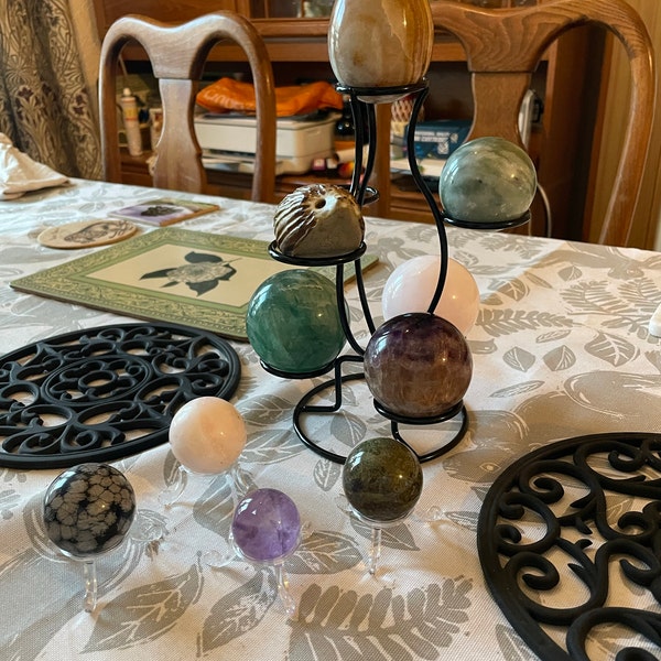 New Shape!! Black Seven Sphere Display Stand, 7 Sphere Holder, Egg ...