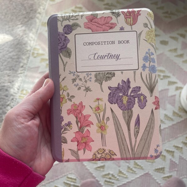 Floral Kindle Case: Composition Book Style, Purple Accent - Etsy