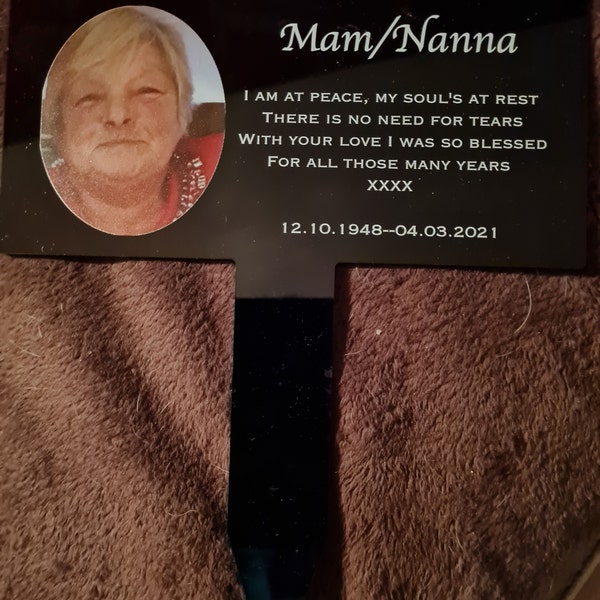 Personalised Grave Stake Marker Headstone Memorial Plaque, Floral ...