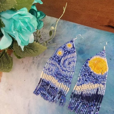 Brick Stitch Bee Gnome Earring Pattern Seed Bead Bee Kind Earrings Pattern Beaded Fringe Pattern ...