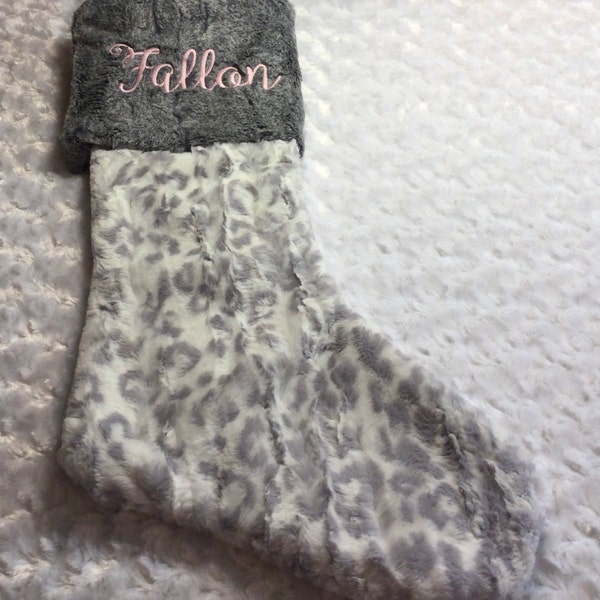 Silver Christmas Stocking, Silver Fawn Christmas Stocking, Personalized ...