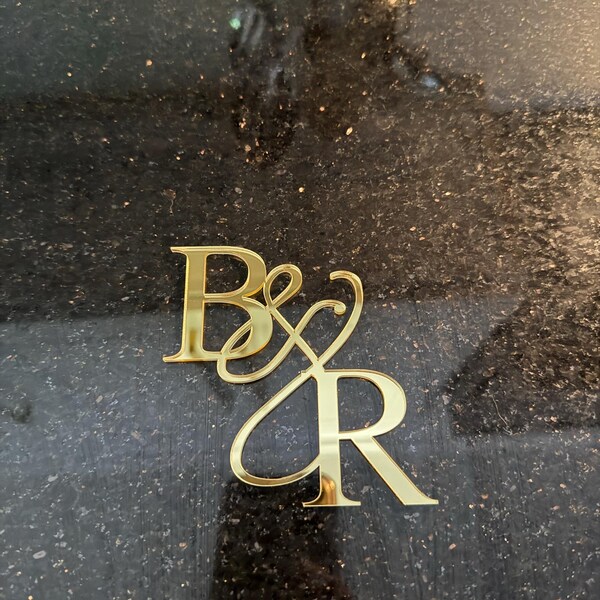 Wedding Initials Cake Charm Topper | Bold Letter Cake Topper | Wedding ...