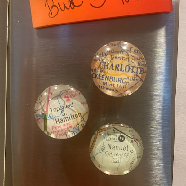 Vintage Map Magnet. Custom Map Magnet, Large Round Map Magnet, Map ...