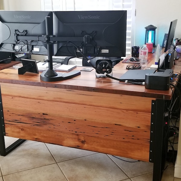 L Shaped Desk. Two Piece Desk. Desk With Privacy Wall. Industrial ...