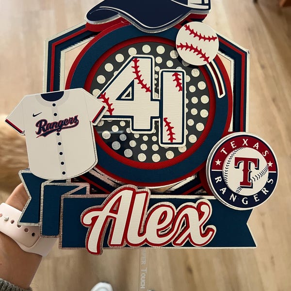 Baseball Cake Topper | Rangers Cake Topper | Baseball Shaker Topper ...