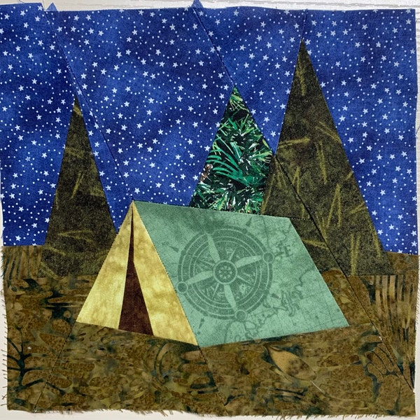Let's Go Camping Quilt Block, Paper Pieced Quilt Pattern, PDF Pattern ...