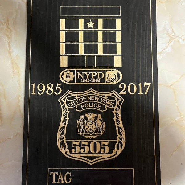 Personalized Wood Engraved NYPD Shield Badge Retirement Promotion ...