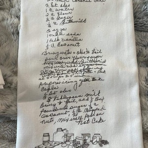 Custom Tea Towels/family Recipe Kitchen Towels/handwriting Recipe ...