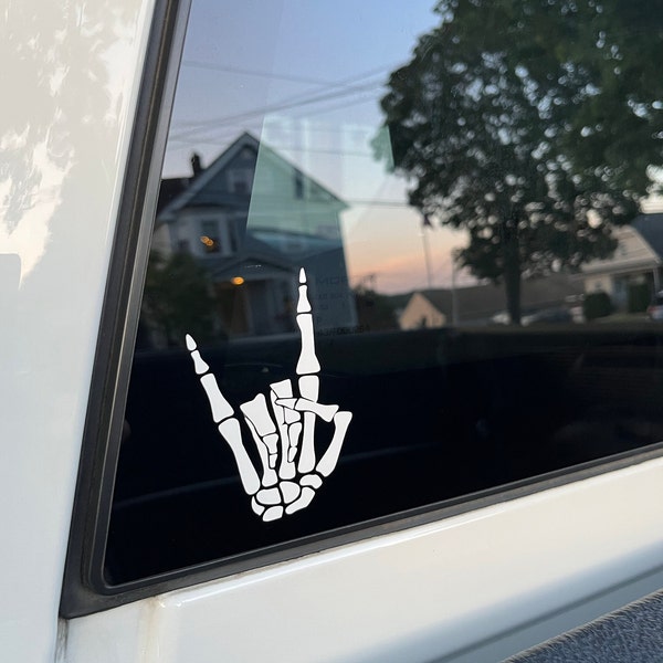 Rock on Skeleton Hand Vinyl Decal Sticker | Devil Horn Hand Sign, Metal ...