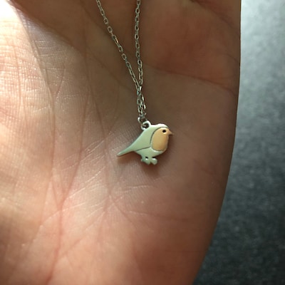 Robin Bird Pendant Necklace in Sterling Silver, Silver Animal Pendant ...