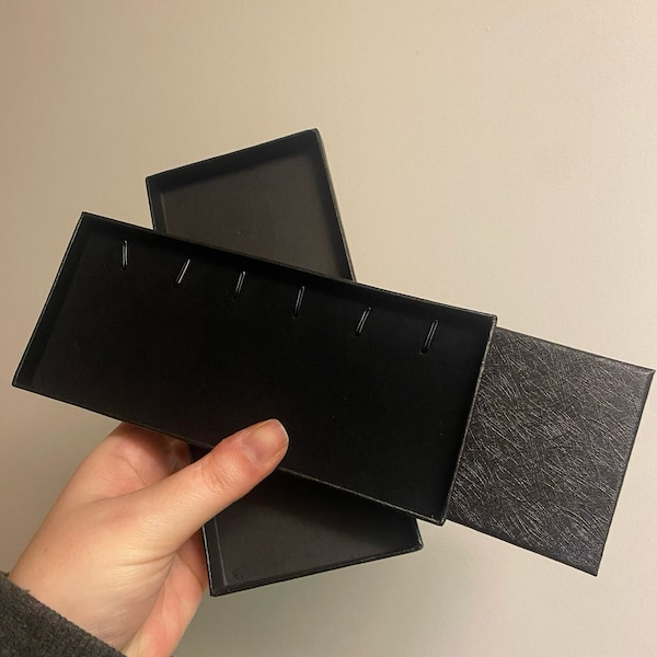 Wine Charm Gift Box Display, Elegant Black Exterior With Black Velvet ...