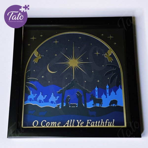 3D Nativity Scene Shadow Box, Christmas Shadow Box SVG, Christmas ...