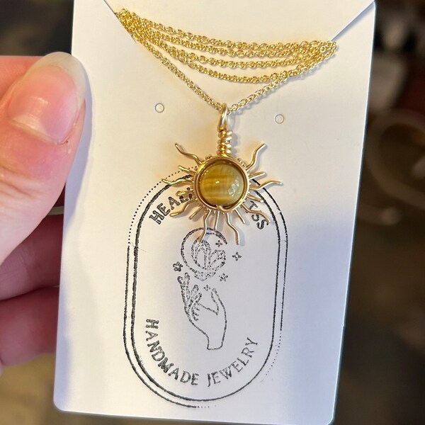 Sun Necklace/ Wire Wrapped Sun/ Handmade Wire Wrapped Sun /crystal ...