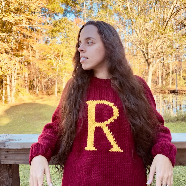 Monogram Weasley Jumper Letter Magic Gift Handmade Custom Wool Sweater ...